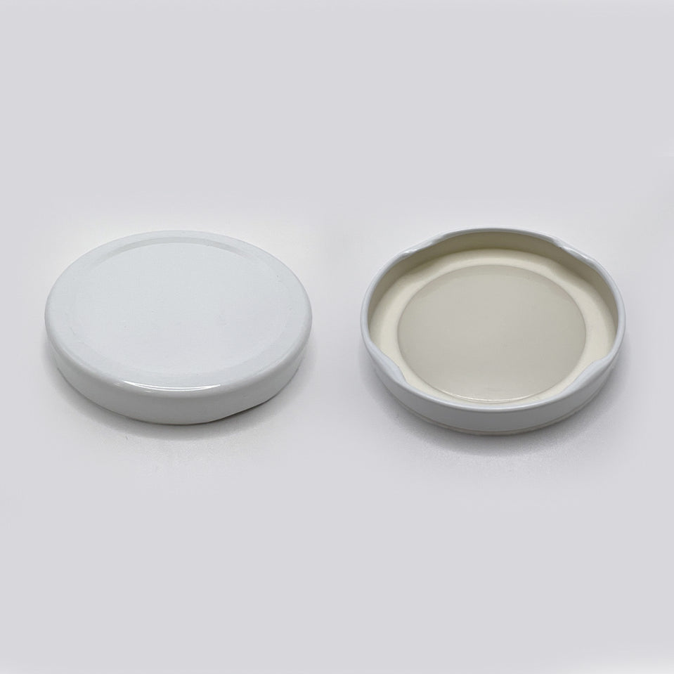 63mm White Metal Lug Closure with Plastisol Liner — K.G. International